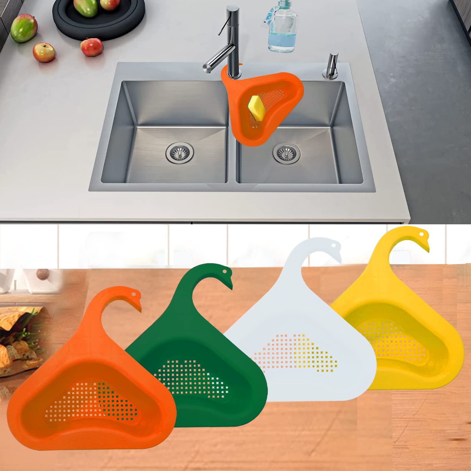 YouOKLight Kitchen Sink Drain Basket, Drain Basket for Kitchen Sink Food. Multifunctional Drainer Rack Sink strainers for Kitchen Sink Food Catcher, Kitchen Waste Drain Basket 4 PCS