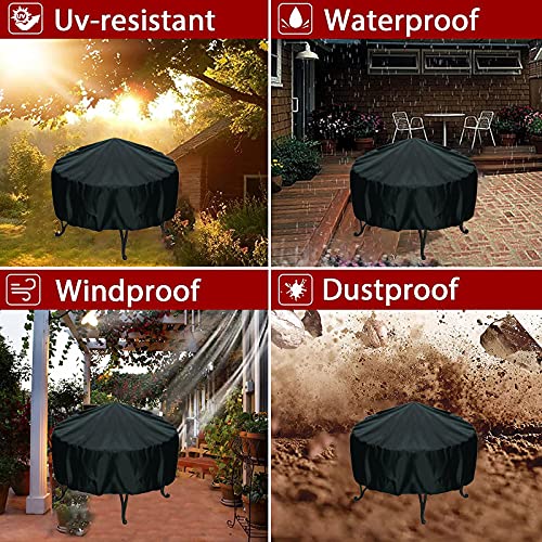 XG-ZD Fire Pit Cover Round for Fire Pit Heavy Duty Outdoor Firepit Cover Full Coverage Patio Outdoor Fireplace Cover Fire Bowl Cover Waterproof Dustproof Garden Fire Pit Cover,3313