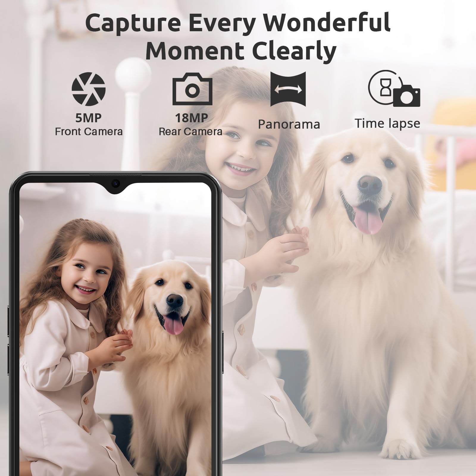 Xgody Mate50 3GB+32GB Octa-Core 4G Unlocked Phones, 6.56'β Incell Screen Dual Sim Unlocked Cell Phones, 4500mAh Battery, Face Unlock, Camera 5MP+18MP Android Smartphones (Black)