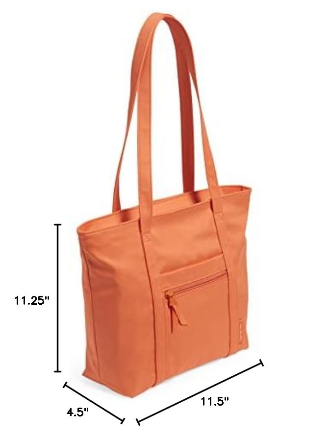 Vera Bradley Women's Cotton Small Vera Tote Bag, Orange Bell Pepper - Recycled Cotton, One Size