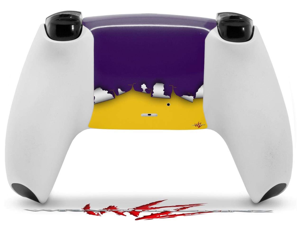 WraptorSkinz Skin Wrap compatible with Sony PS5 DualSense Controller Ripped Colors Purple Yellow (CONTROLLER NOT INCLUDED)