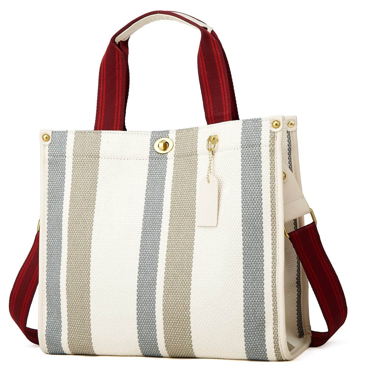 Tote Bag Hobo Bag for Women Canvas Shoulder Bag Chic Crossbody Bag Satchel Large Handbag Color Contrast Stripe
