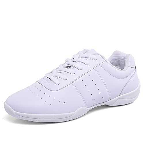 YSMIIH Women White Cheer Shoes Cheerleading Walking Girls Tennis Soft Dance Sneakers(White,8