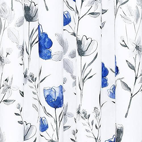 VERTKREA Curtains Flower Watercolor Window Drapes Blue Valance 52 × 18 Inches Flower and Leaves Rod Pocket Valances for Kitchen Bathroom Living Room Bedroom Nursery 1 Panel