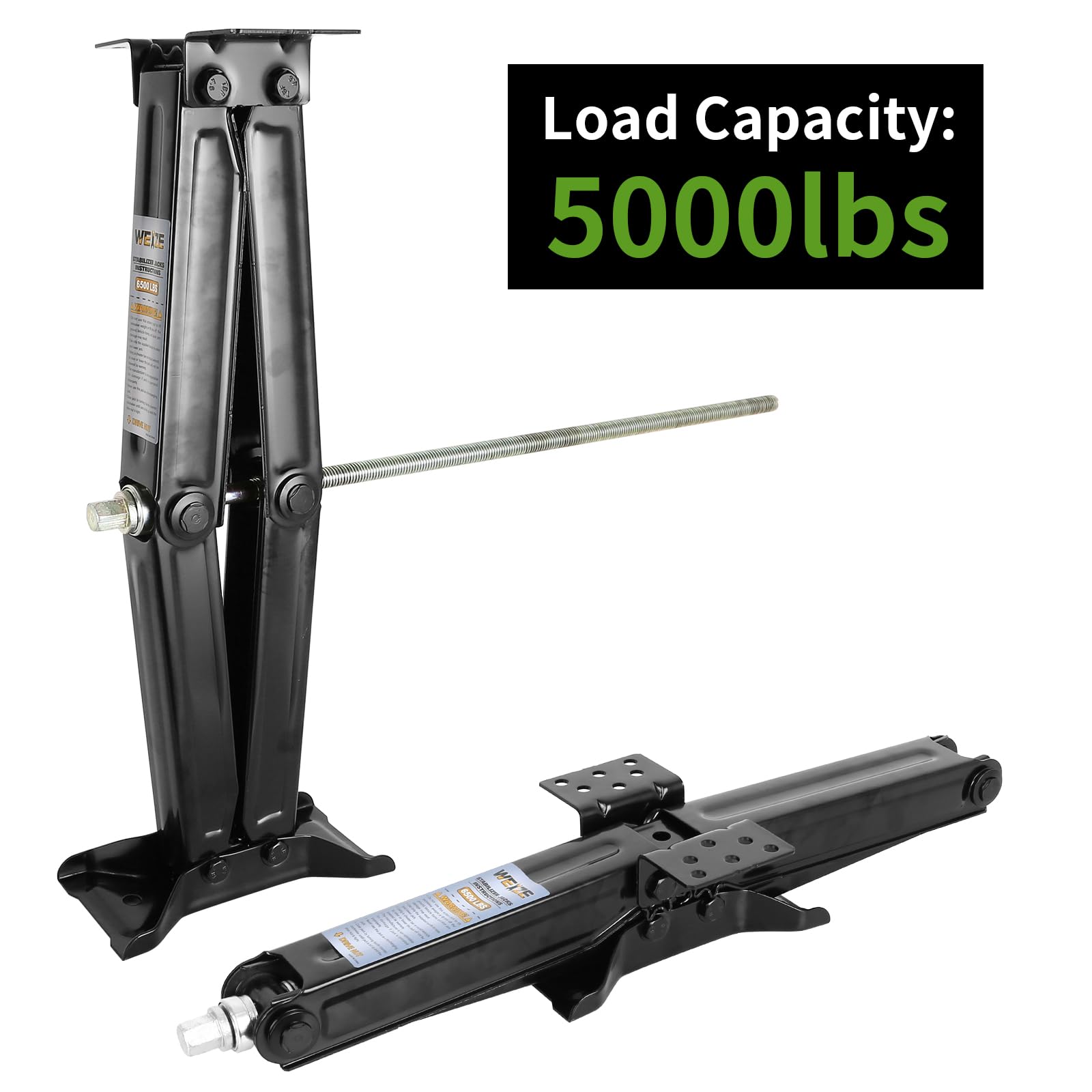 WEIZE 5000lbs Camper RV Trailer Stabilizer Leveling Scissor Jacks with Handle 24" Heavy Duty, Set of 4