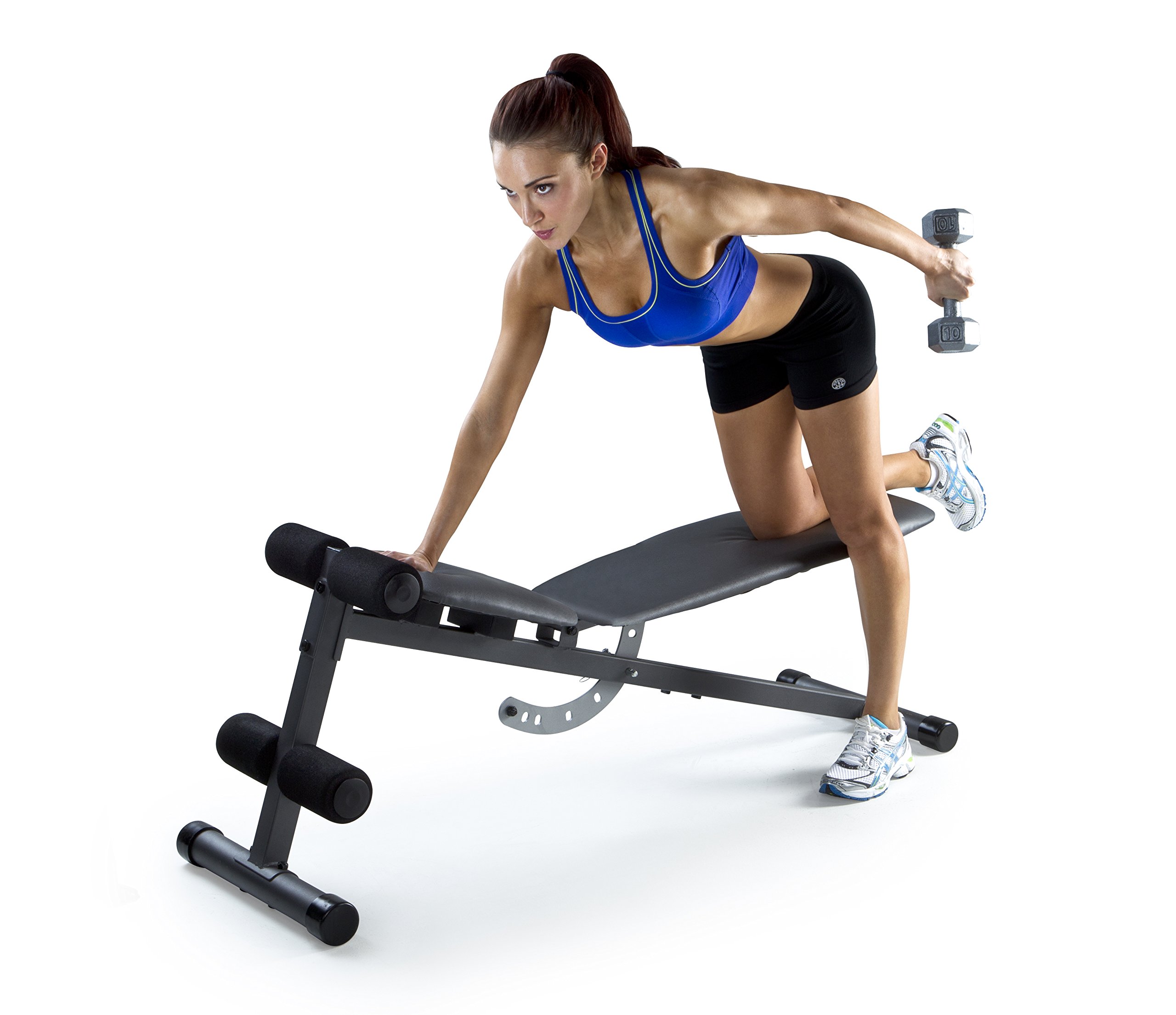 Weider XR 5.9 Adjustable Slant Workout Bench with 4-Roll Leg Lockdown and Exercise Chart