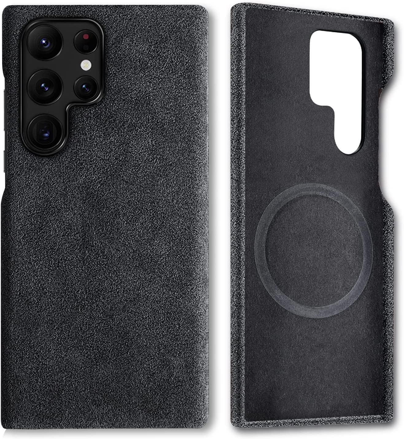 TYXDKJ Alcantara Case for Samsung Galaxy S23 Ultra,Handmade Fully-Wrapped Synthetic Suede Cover, Compatible with MagSafe Wireless Charging(Black)