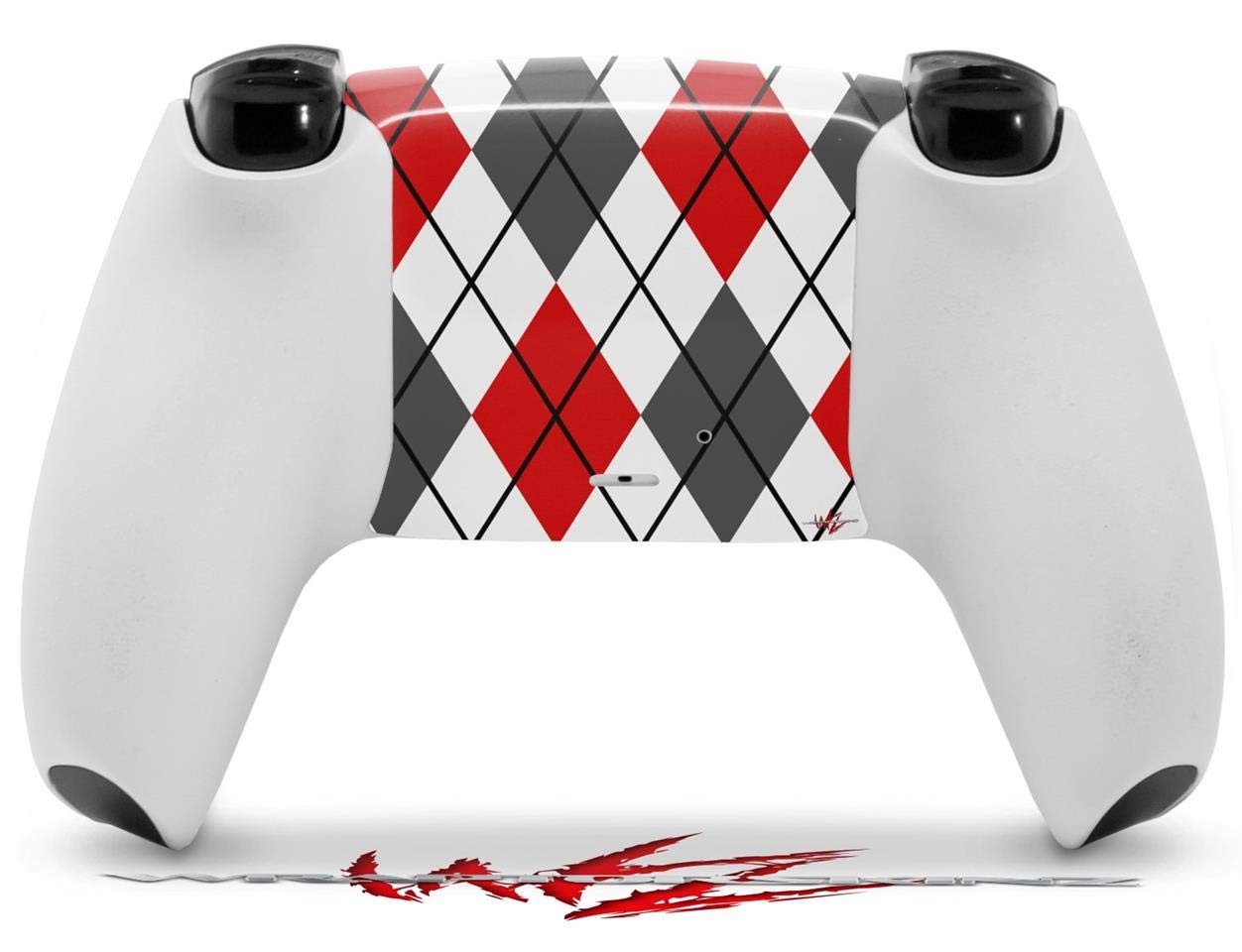 WraptorSkinz Skin Wrap compatible with Sony PS5 DualSense Controller Argyle Red and Gray (CONTROLLER NOT INCLUDED)