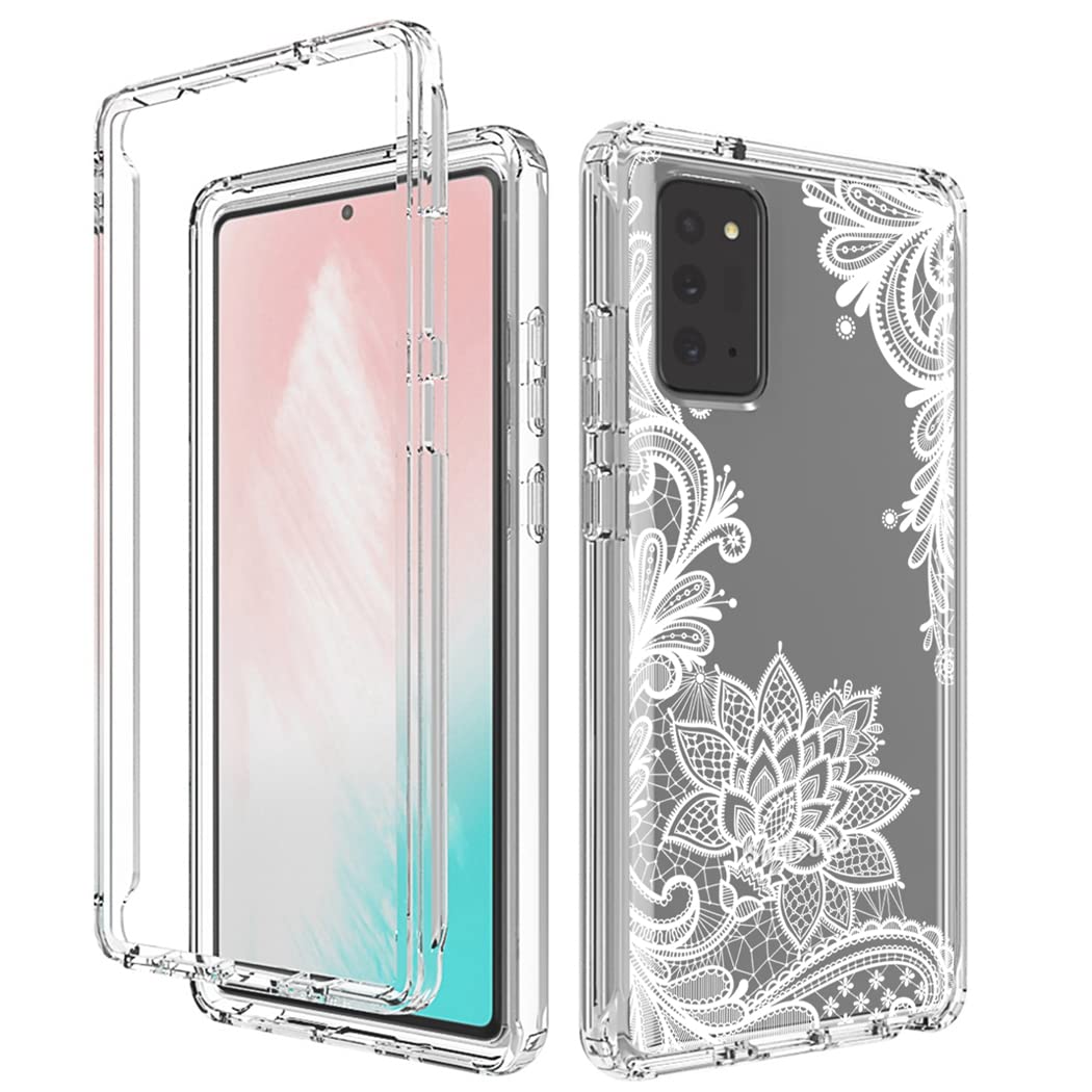 Tothedu Phone Case for Galaxy Note 20 5G/Samsung Note 20 SM-N981U Case with Tempered-Glass Screen Protector, Clear Floral Pattern Full Body Protective Cover Cases for Samsung Galaxy Note20 5G (Flower)