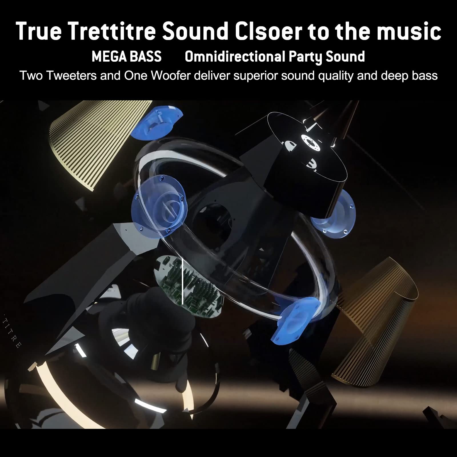 trettitre TreSound1 Bluetooth HiFi Speaker, Room Speaker Home Party Speaker with Deep Bass, Piano Paint, Atmosphere Lighting (Green)