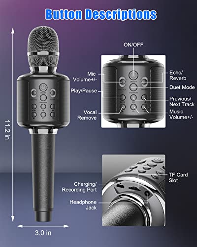 XZL Bluetooth Karaoke Microphone for Kids & Adults, Wireless Rechargeable Mic with Built-in Stereo Speaker, Echo|Duet Mode|Recording|Music Playback, Premium Leather Handle, Portable Storage Case