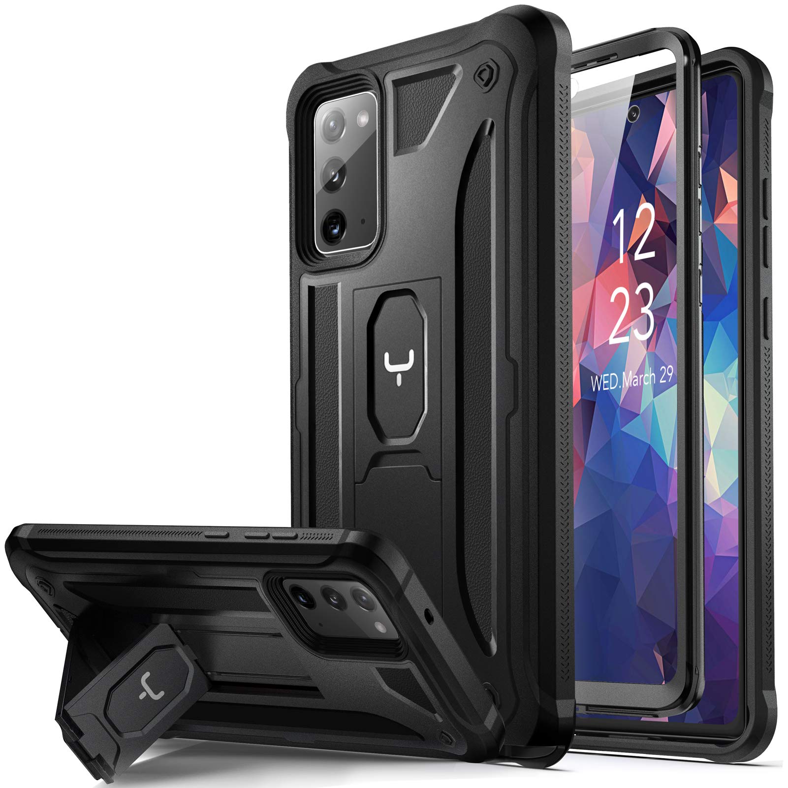 YOUMAKER Designed for Samsung Galaxy Note 20 Case with Built-in Screen Protector & Kickstand Full Body Heavy Duty Shockproof Rugged Protective Cover for Galaxy Note 20 5G 6.7 inch-Black