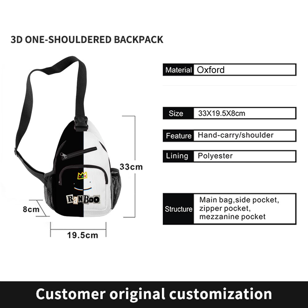 WZSMHFT Ranboo Merch Backpack Three-piece Sets Casual Fashion Bags Travel Daypacks (Suit 1)