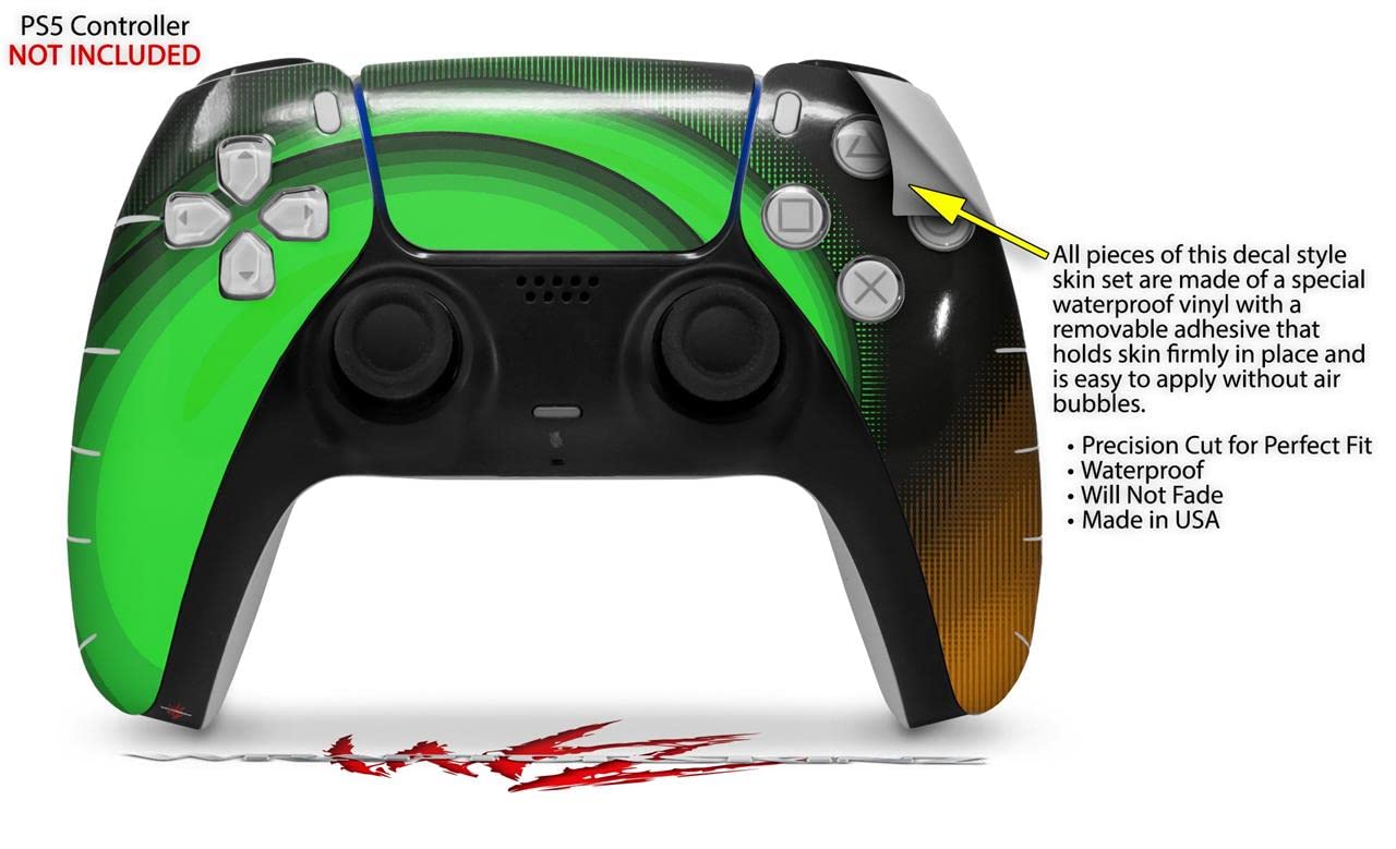 WraptorSkinz Skin Wrap compatible with Sony PS5 DualSense Controller Alecias Swirl 01 Green (CONTROLLER NOT INCLUDED)