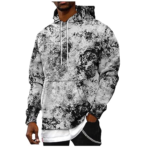 XIAXOGOOL Men's Fashion Hoodies & Sweatshirts Crewneck Sweatshirt Tie Dye Hoodies For Men Novelty Hood Pullover Plus Size Printed Sweatshirts With Pocket Mens Hoodies Pullover Black 4X