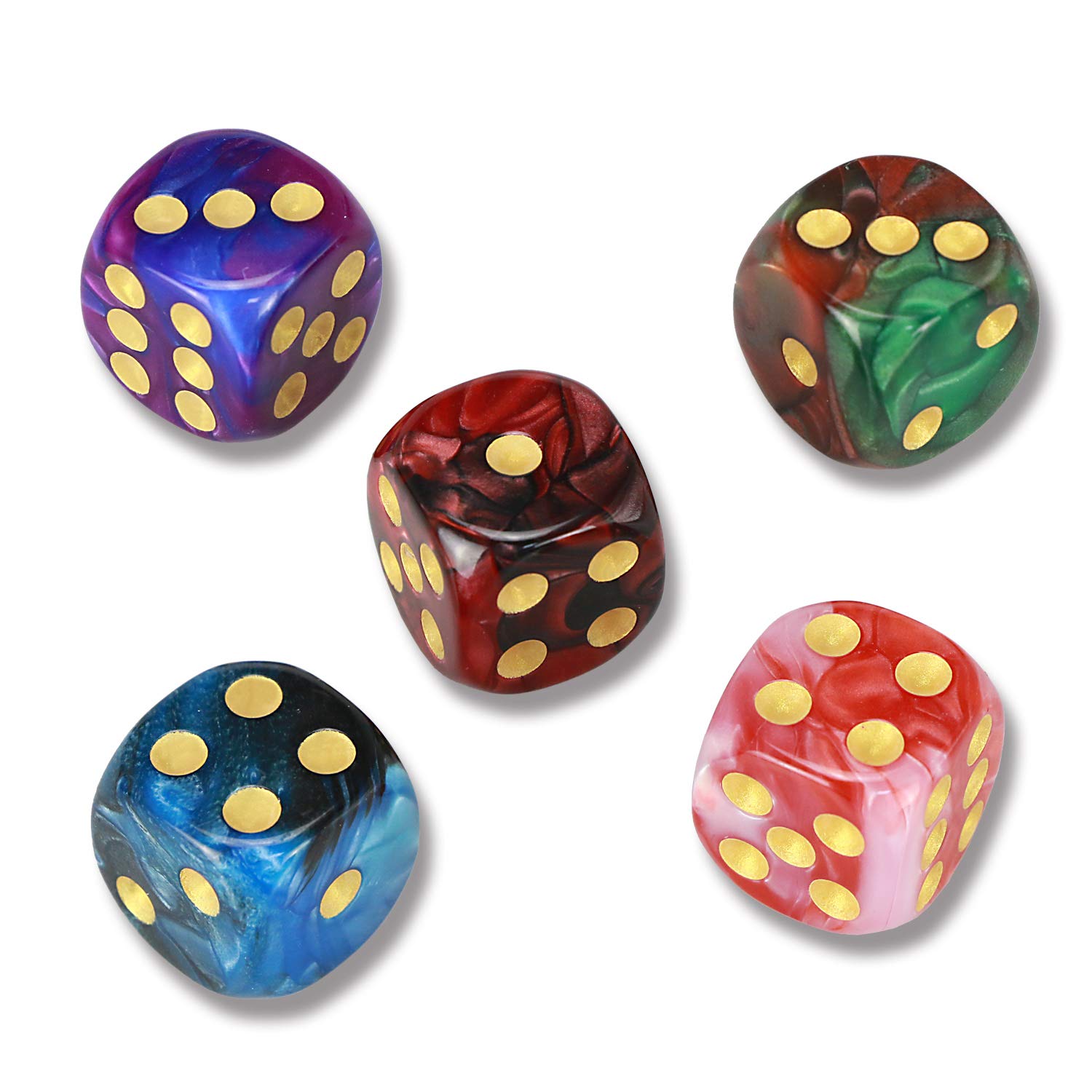YOUSHARES 50 Pack D6 Game Dice Set with Pouch - 16mm Two Color 6 Sided Dice, Perfect Table Games Dice for Tenzi, Yahtzee, DND MTG RPG War Games