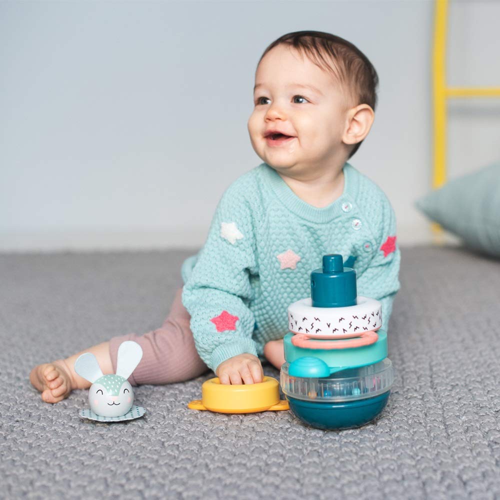 Taf Toys Hunny Bunny Baby Stacker β 5 Pieces Captivating Stacker Rings and a Friendly Bunny Character β BPA Free Developmental Toddler Toy