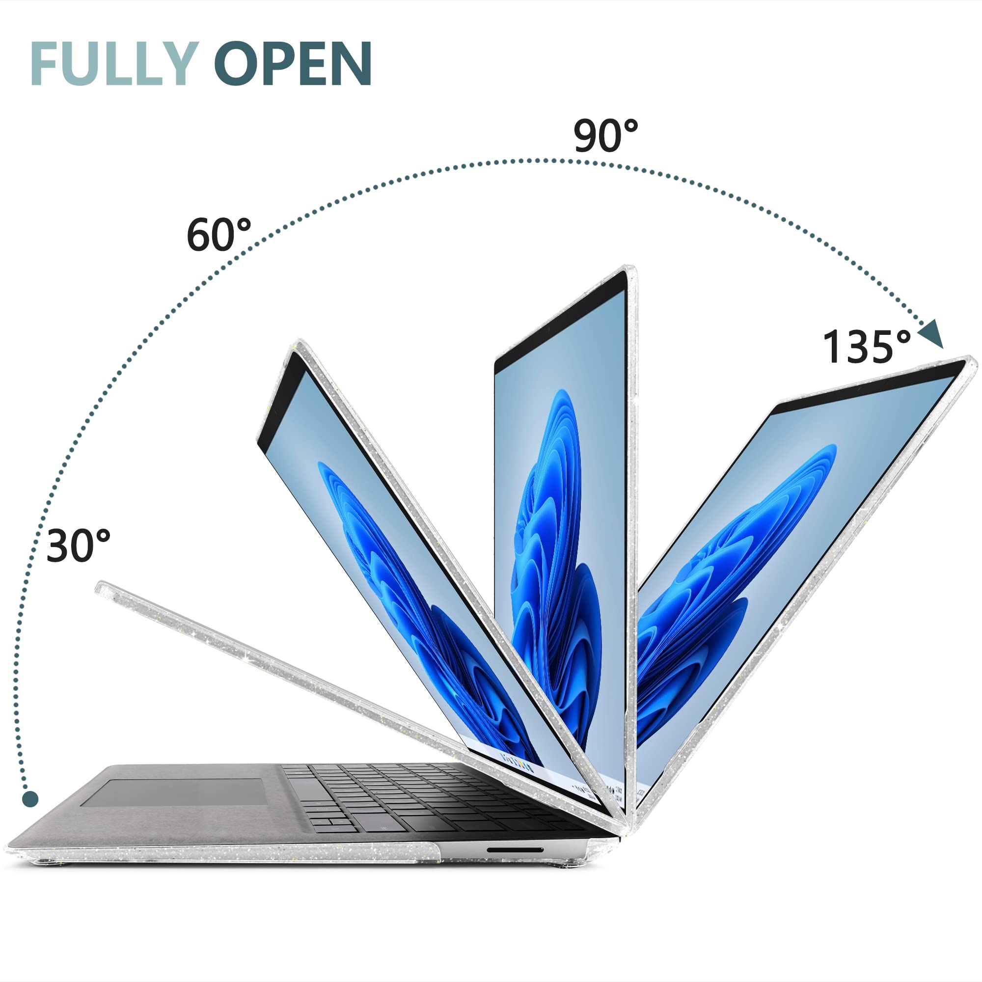 TWOLSKOO Case for 13.5" Microsoft Surface Laptop 5/4/3 with Alcantara Palm Rest Model 1950/1958/1867/1769, Protective Plastic Hard Shell & Keyboard Cover & Screen Protector & Dust Plugs, Star Clear