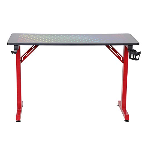 X Rocker Hex PC Modern Gaming Desk, with Headset Hook and Cup Holder, Textured Carbon Fiber, 721601, 47.24" x 23.62" x 29.13", Black and Red