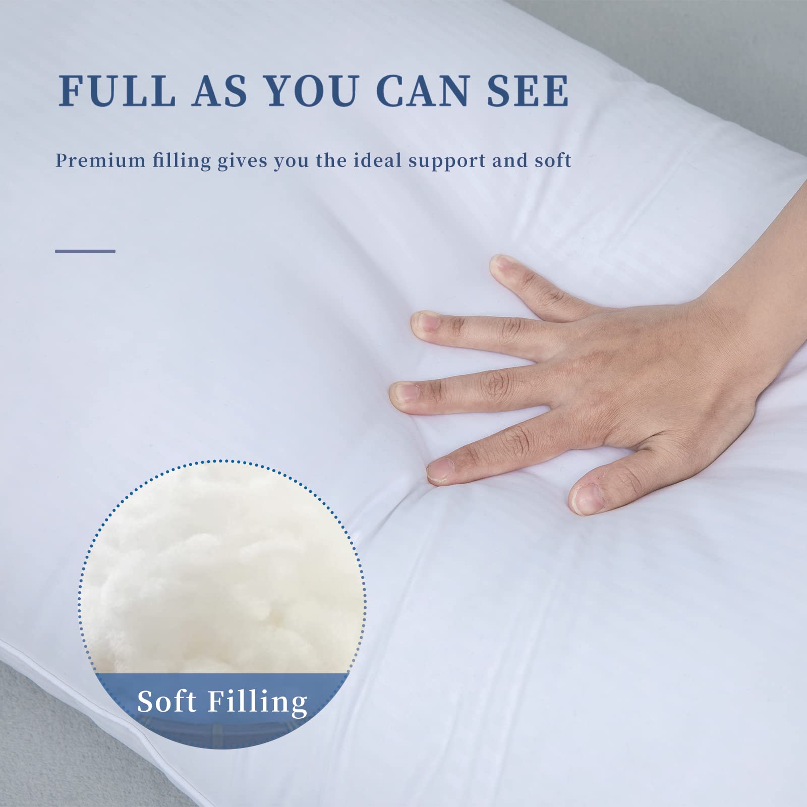 YKiMi Large Body Pillows for Adults,Premium Full Body Pillow Insert for Side Sleeper, Soft & Fluffy Long Pillow for Bed, Machine Washable, White, 20x54 Inches