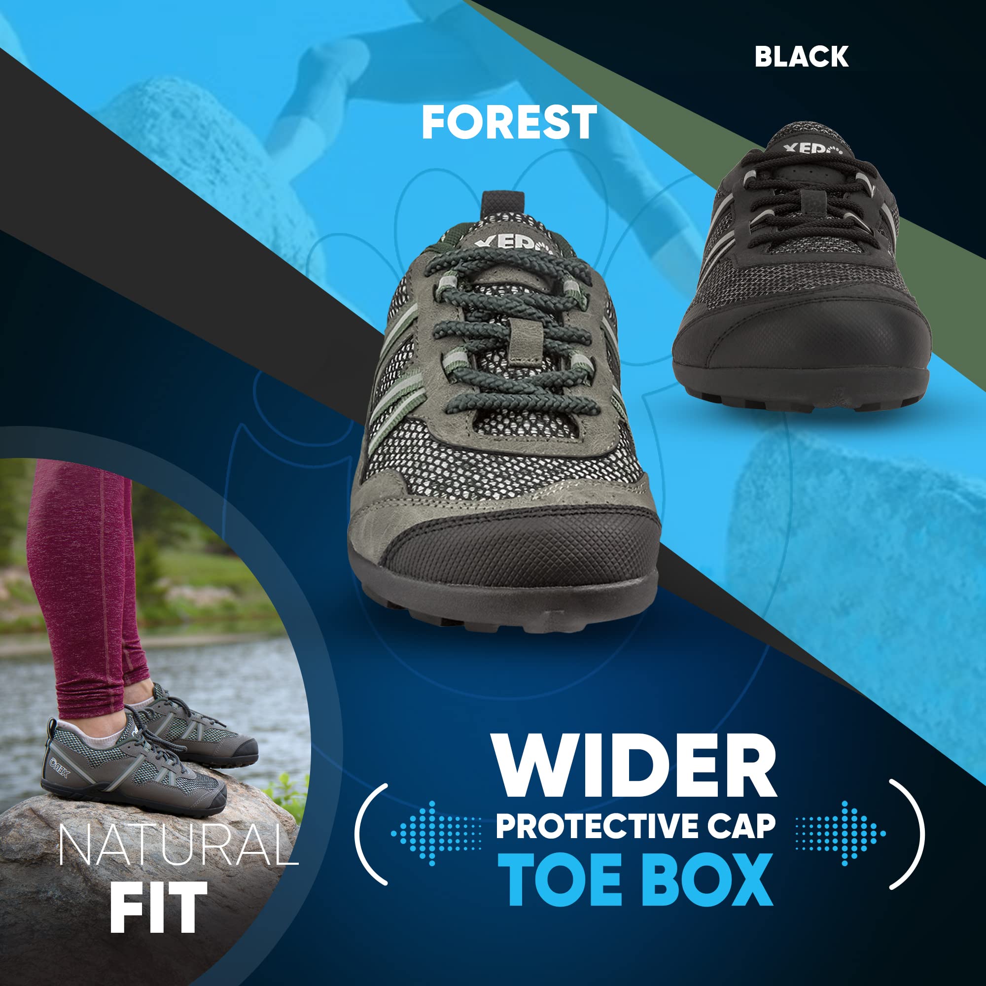 Xero Shoes Women's TerraFlex Lightweight Trail Running & Hiking Shoe - Zero Drop,Black,7.5