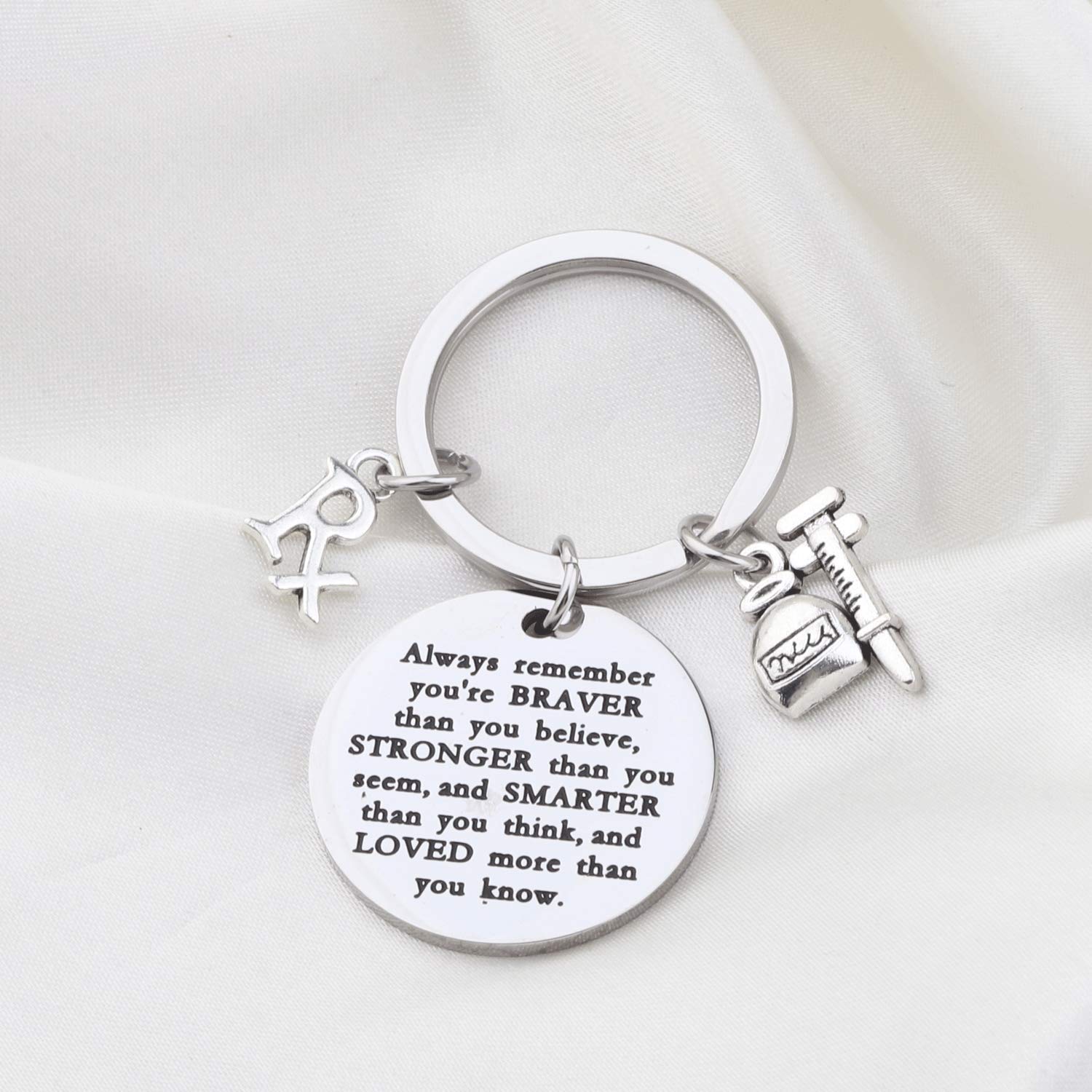 WSNANG Pharmacy Pharmacist Gift Rx Keychain Always Remember You Are Braver Stronger Smarter Than You Think Keychain Pharmacist Graduation Gift (Rx Keychain)