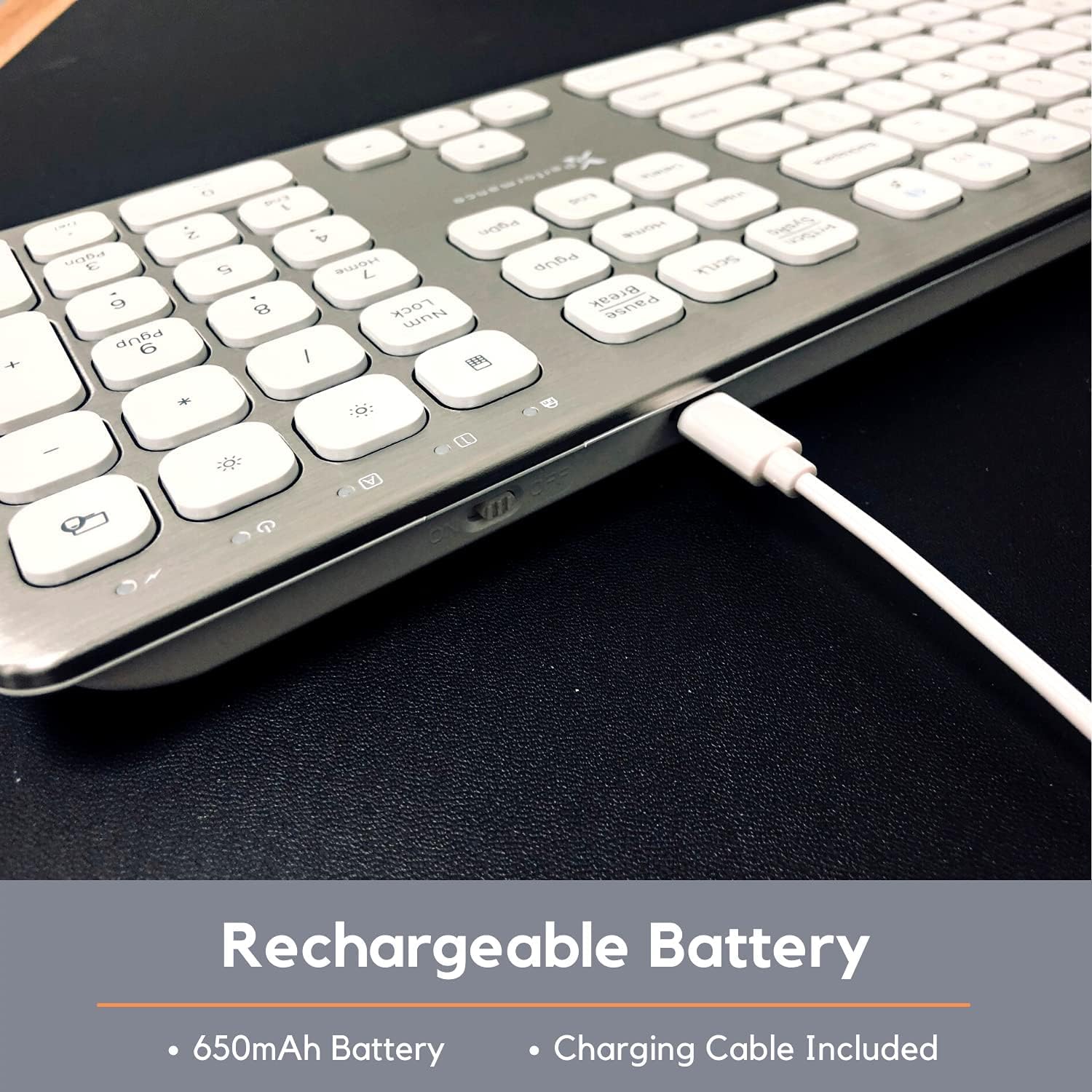 X9 Ultra Slim Wireless Keyboard for Laptop or Desktop PC - 2.4G Full Size Keyboard Wireless for Windows PC - Rechargeable Computer Keyboard with Numeric Keypad, USB Receiver, and 110 Keys