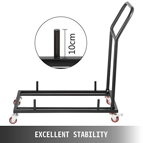 VEVOR Folding Chair Rack, 39.4" L x 20" W x 43.7" H L-Shaped Steel Foldable Storage Cart, 2 Swivel Casters with Brakes & 2 Fixed Straight Casters, for Commercial Home Kitchen Folding Chairs Transport