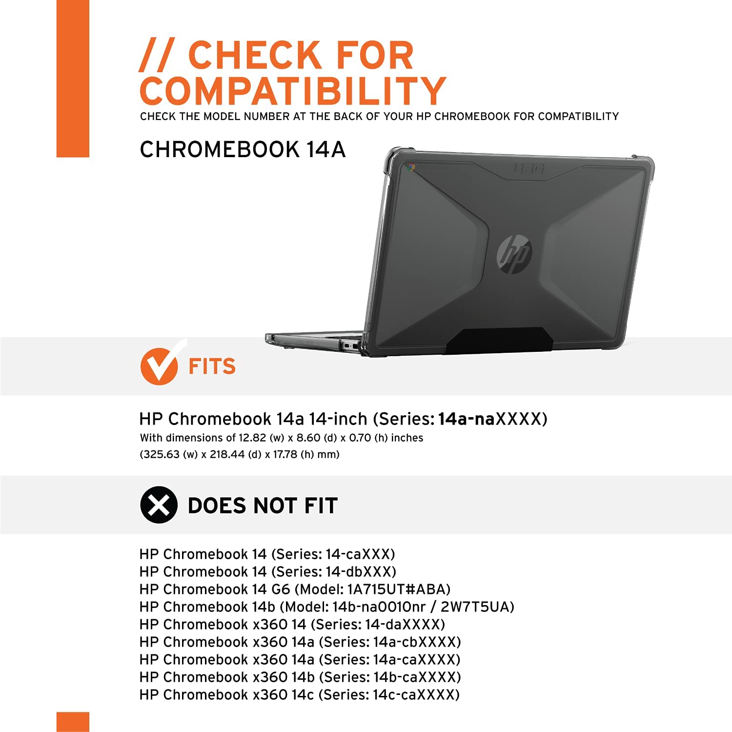 URBAN ARMOR GEAR UAG Designed for HP Chromebook 14A (14-inch screen) (Only compatible with series: 14a-naXXXX) Case Plyo Feather-Light Rugged Military Drop Tested Protective Laptop Cover, Ice