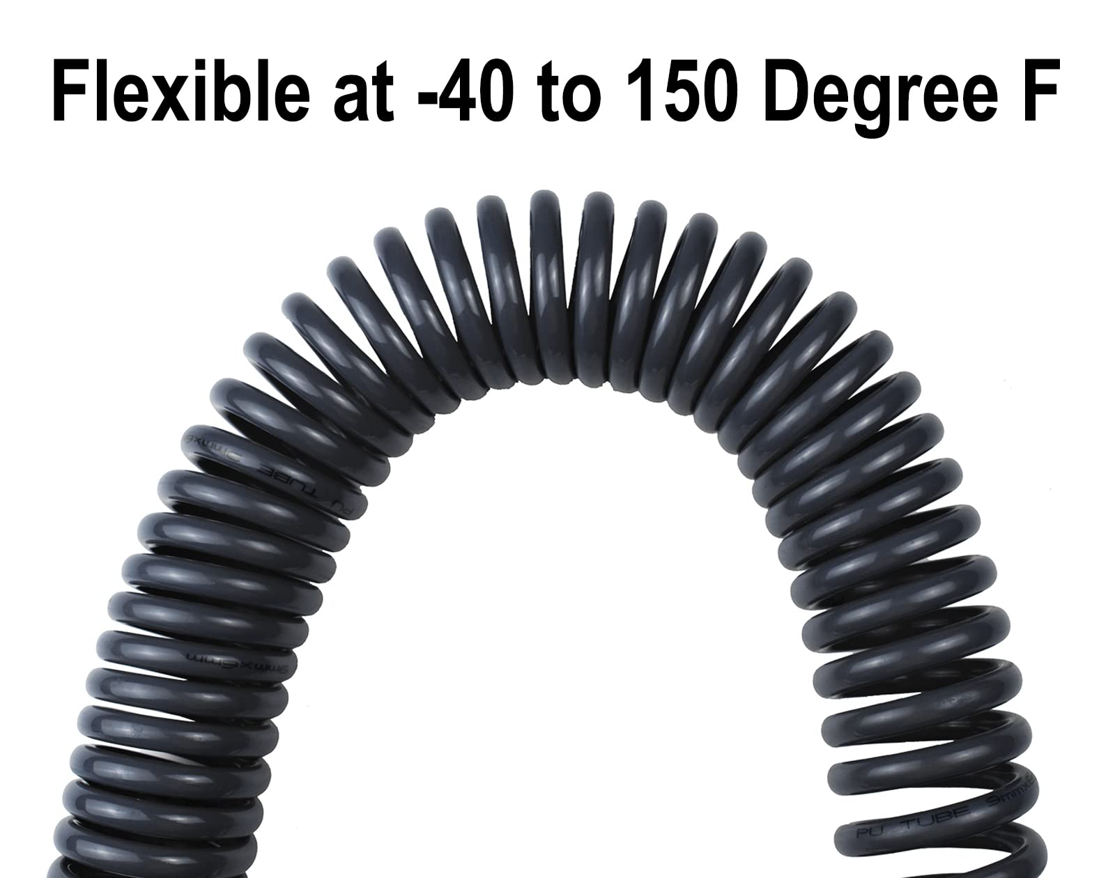 YOTOO Polyurethane Recoil Air Hose 3/8" Inner Diameter by 25' Long with Bend Restrictor, Repairable 1/4" Industrial Quick Coupler and Plug, Gray