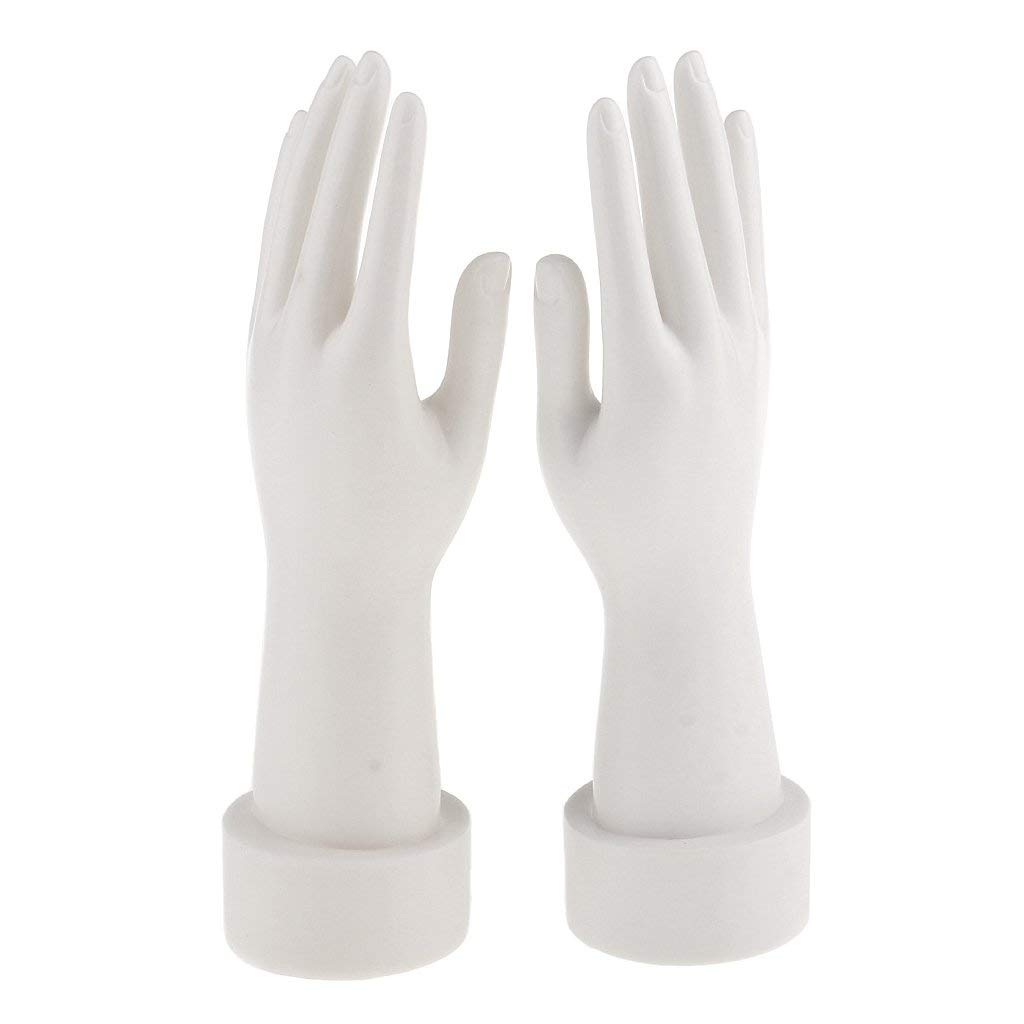 Taotenish Pair of Mannequin Hand Display Stands Female Jewelry Bracelet Gloves Ring Necklace Display Organizer - White