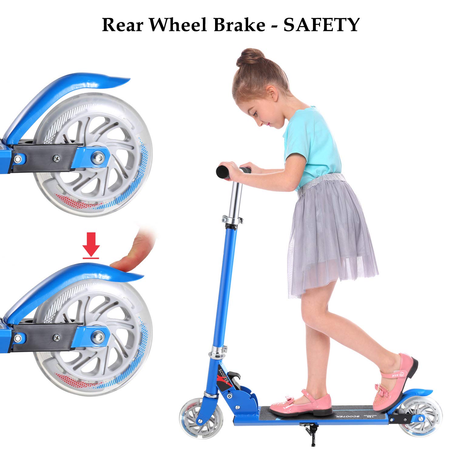 WeSkate Scooter for Kids Foldable 2 Wheel Light Up Kick Scooter for Girl Adjustable Height Gift for 3-14 Years