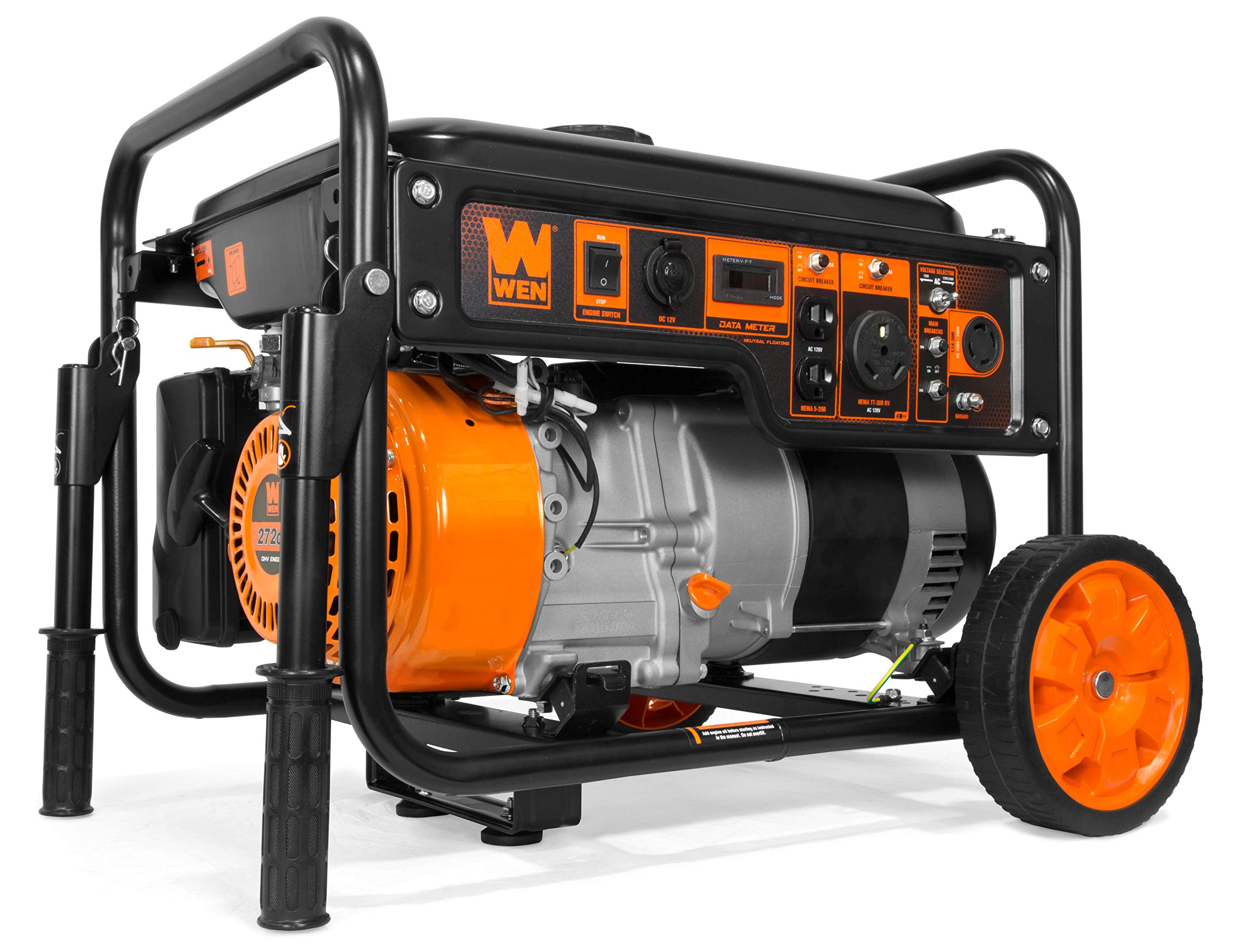 WEN 6000-Watt 120V/240V Generator, RV-Ready with Portable Wheel Kit (GN6000), Black