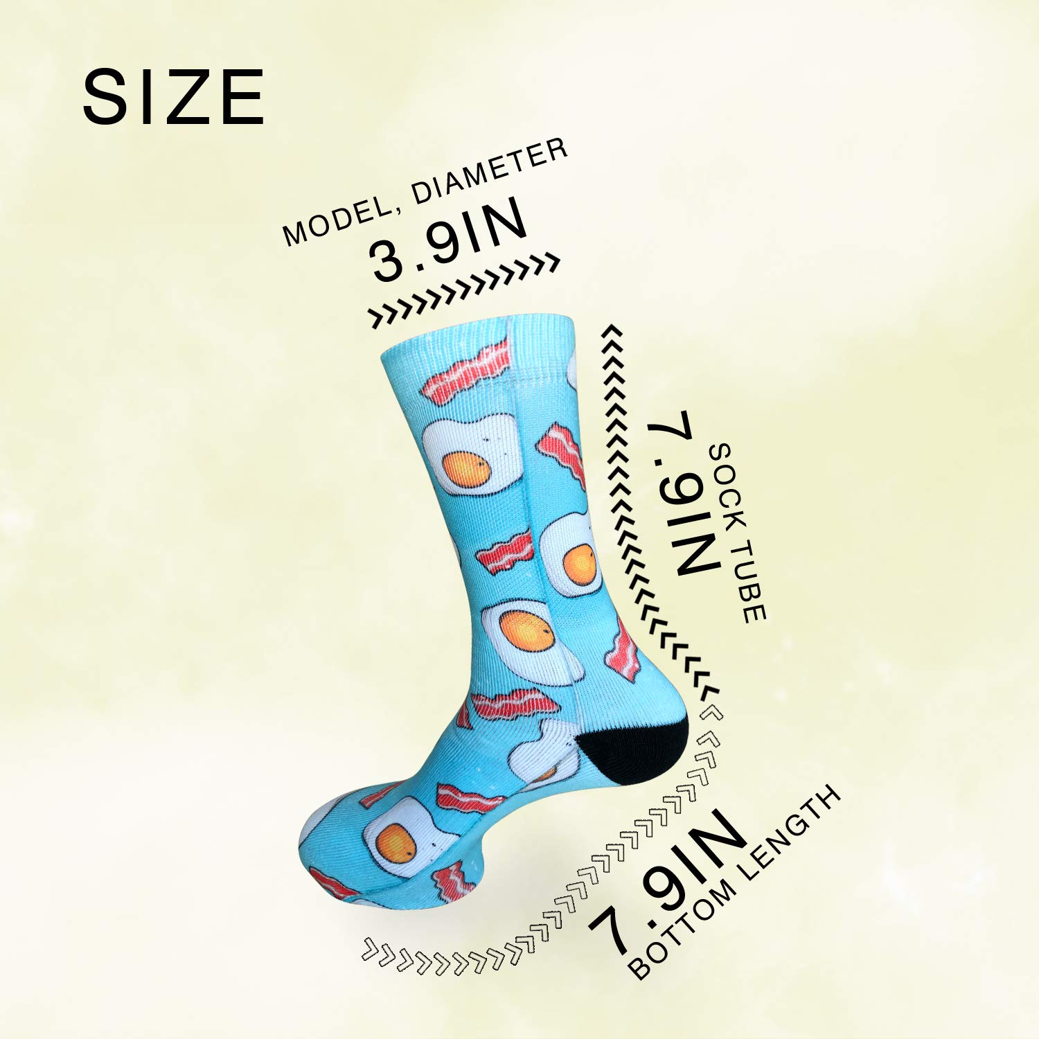 ULQUIEOR Women's Egg Bacon Cotton Moisture Wicking Cushion Novelty Athletic Crew Socks