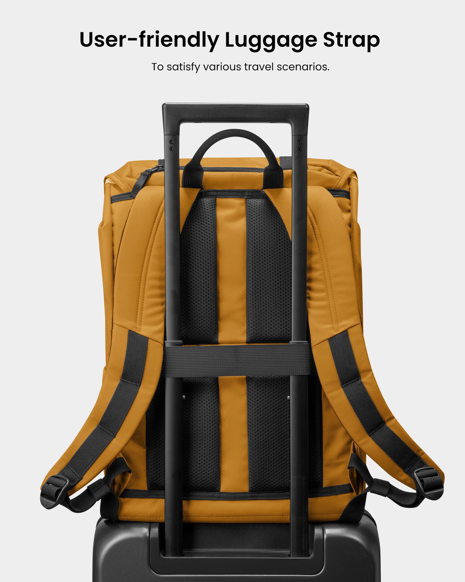 tomtoc Flap Laptop Backpack, Lightweight, Water-Resistant Travel Casual Daypack, Slim Durable Work-pack Rucksack for 13-16 Inch MacBook Laptop, Large Capacity, 17L, Yellow