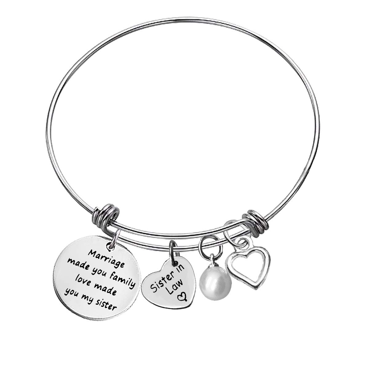 Xiahuyu for Sister in Law Bracelet Sister in Law Gift Marriage Made You Family Love Made You My Sister Bangle Bracelet Christmas Birthday Gifts Wedding Gifts for Sister in Law