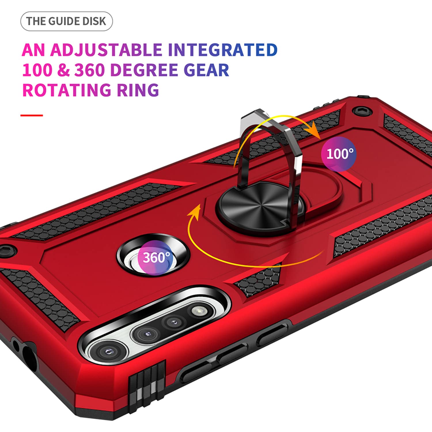 YZOK Compatible with Moto G Fast case,with HD Screen Protector,[Military Grade] Ring Car Mount Kickstand Hybrid Hard PC Soft TPU Shockproof Protective Case for Motorola Moto G Fast (Red)