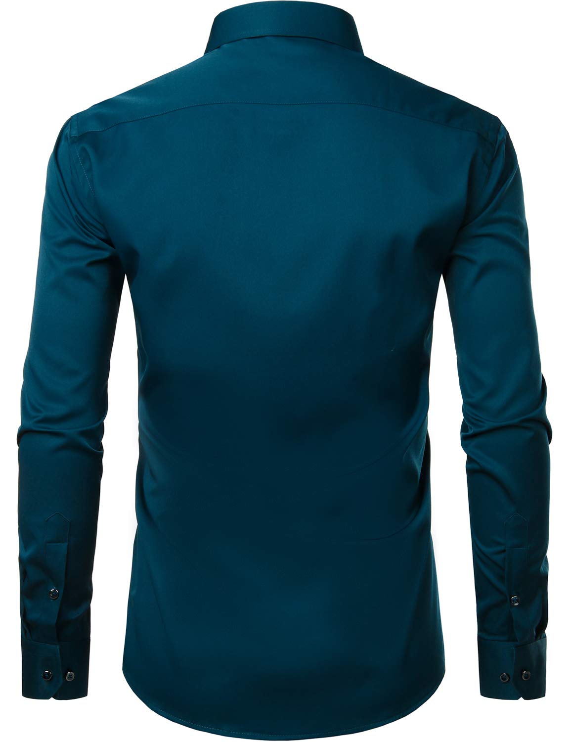 ZEROYAA Men's Business Formal Slim Fit Long Sleeve Button Up Dress Shirts with Pocket ZYSGCL01-Teal Large