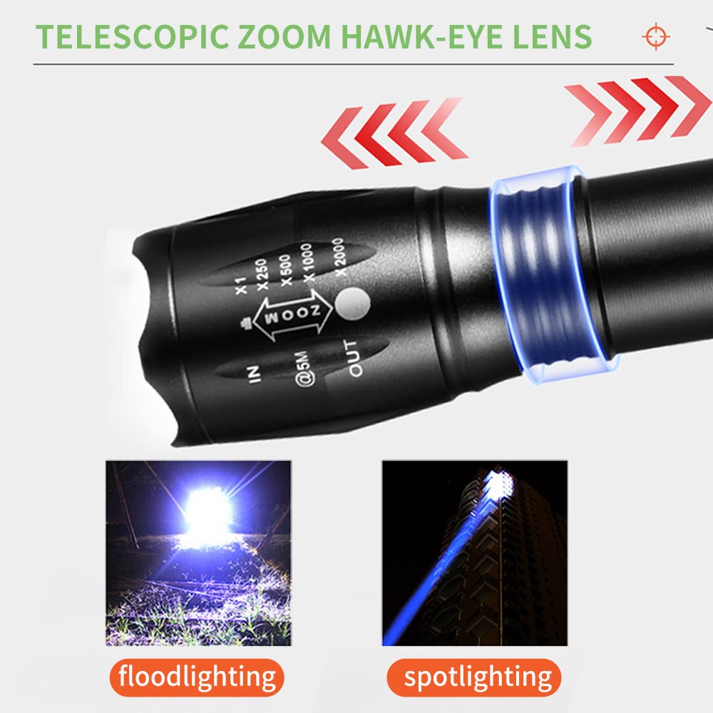YZYOE Rechargeable red Light Flashlight,Tactical Flashlights, 2 in 1 White Lights and LED Red Hunting Light,2 Modes, Coon Hunting Lights, Detector,Night Observation, Astronomy, Aviation.