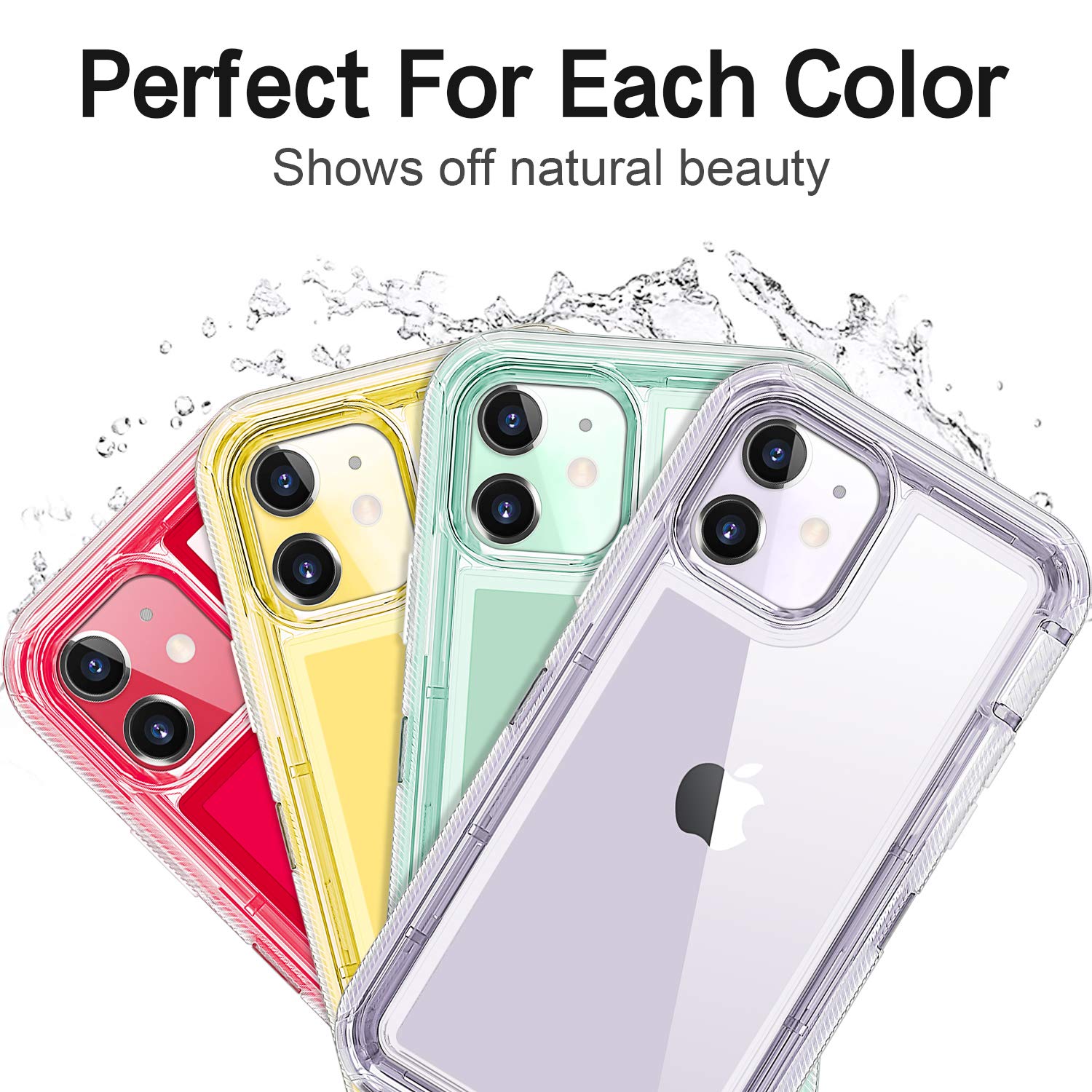 WESADN Case for iPhone 11 Clear Case Crystal Protective Cases for Women Men Heavy Duty Shockproof Hybrid Hard PC Bumper Drop Protection Soft TPU Cover for iPhone 11 6.1