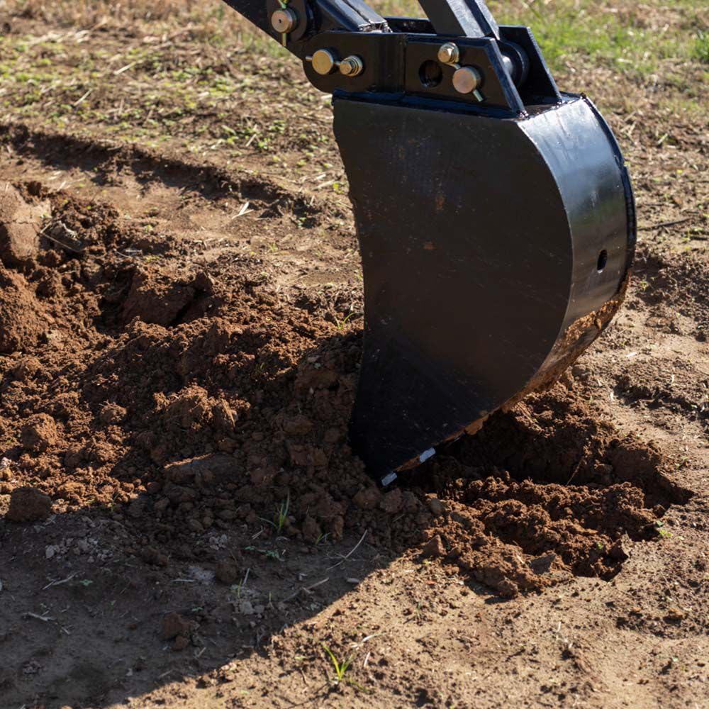 Titan Attachments 10" Front Hoe & Backhoe Bucket, Strong Replaceable Carbon Steel Teeth, Hydraulic Tilt Bucket, Excavator Attachment for Front Hoe & Backhoe Excavators, Skid Steer & Loader Accessory