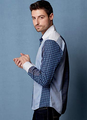 Vogue V1599MXX Men's Button-Up Dress Shirt Sewing Patterns by Koos Van den Akker, Sizes 40-46