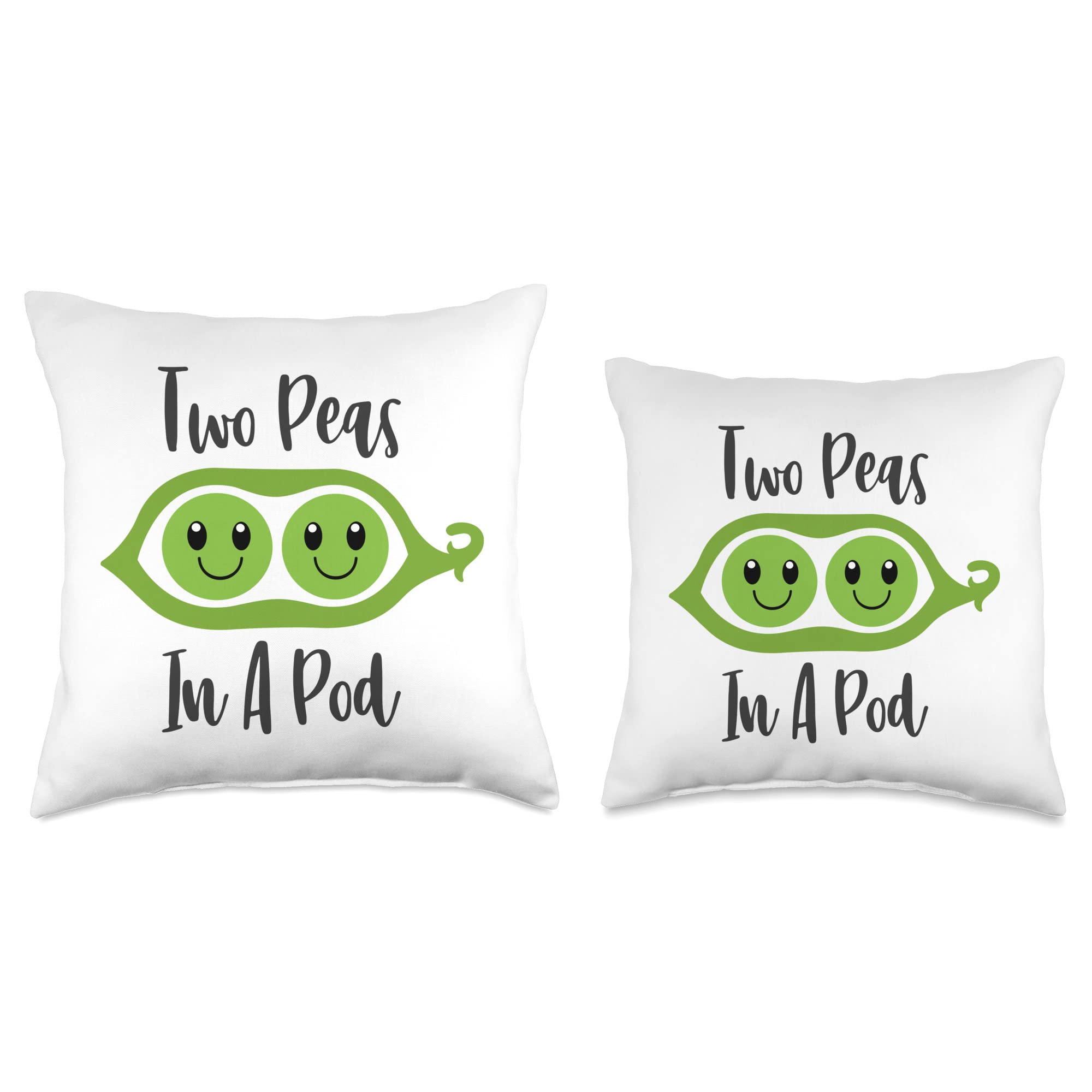 Two Peas In A Pod Funny Brother Sister Twins Matching Throw Pillow, 16x16, Multicolor