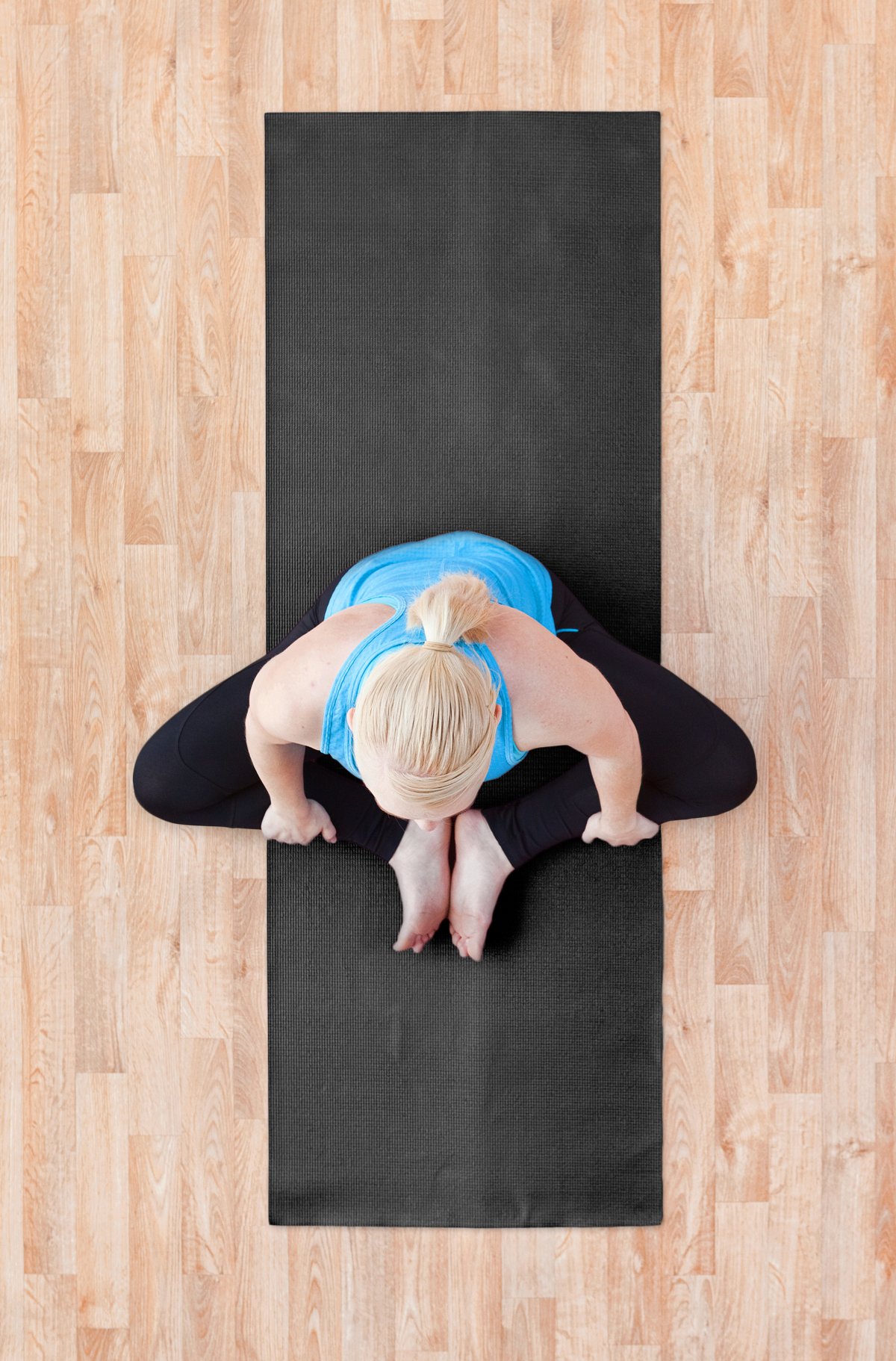 YogaAccessories 1/4" Thick High-Density Deluxe Non-Slip Exercise Pilates & Yoga Mat, Two Tone - Black/Purple