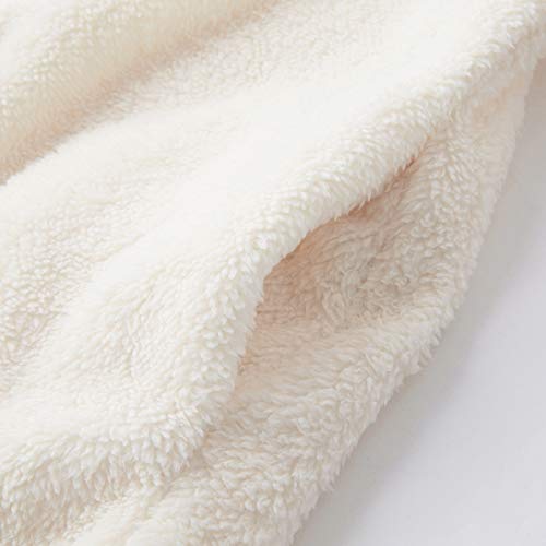 HMBEIXYP Girl's Polar Fleece Sherpa Pullover Fuzzy Fleece Sweatshirt Hoodie with Pockets White 90CM