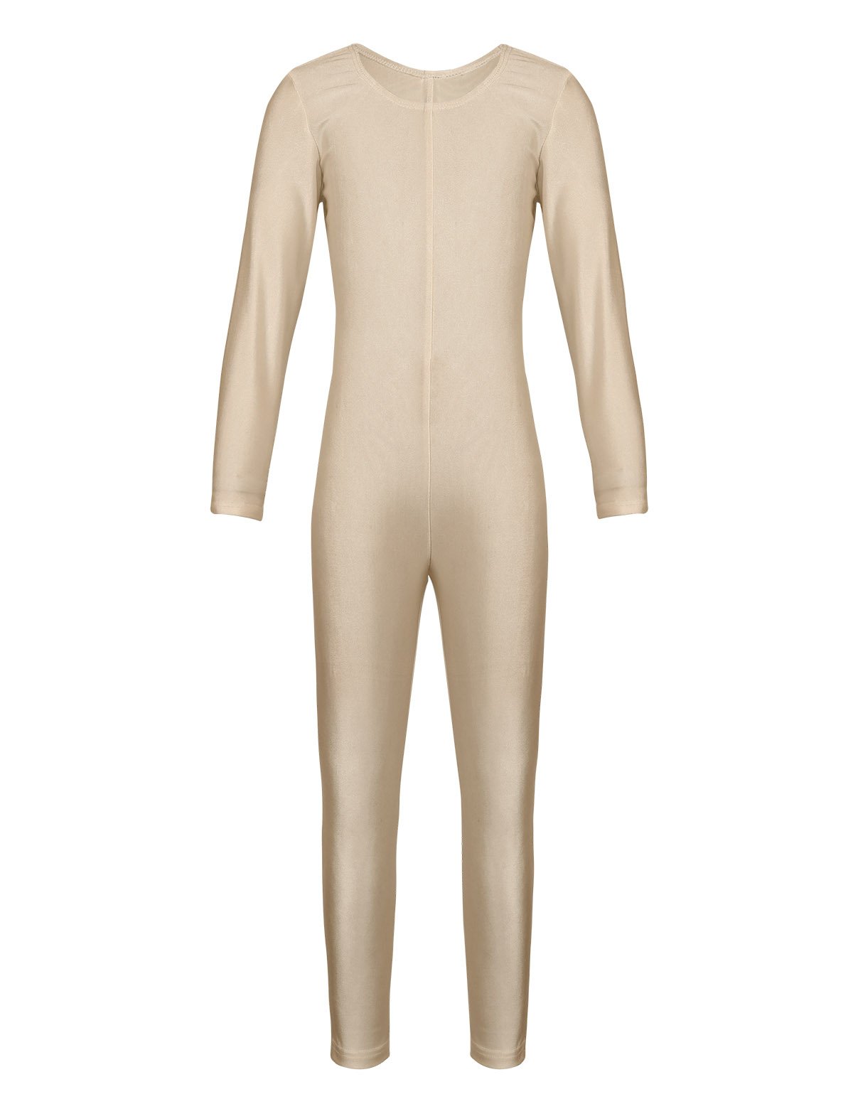 winying Girls Boys Spandex Crew Neck Full Body Unitard Gymnastics Leotard Catsuit Nude 8-10
