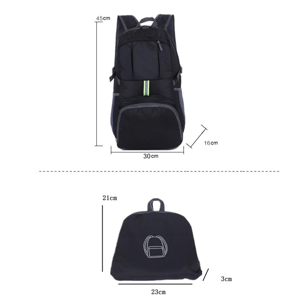 VORCOOL Outdoor Packable Lightweight Backpack Durable Foldable Sports Backpack Daypack for Traveling Hiking Camping (Black)