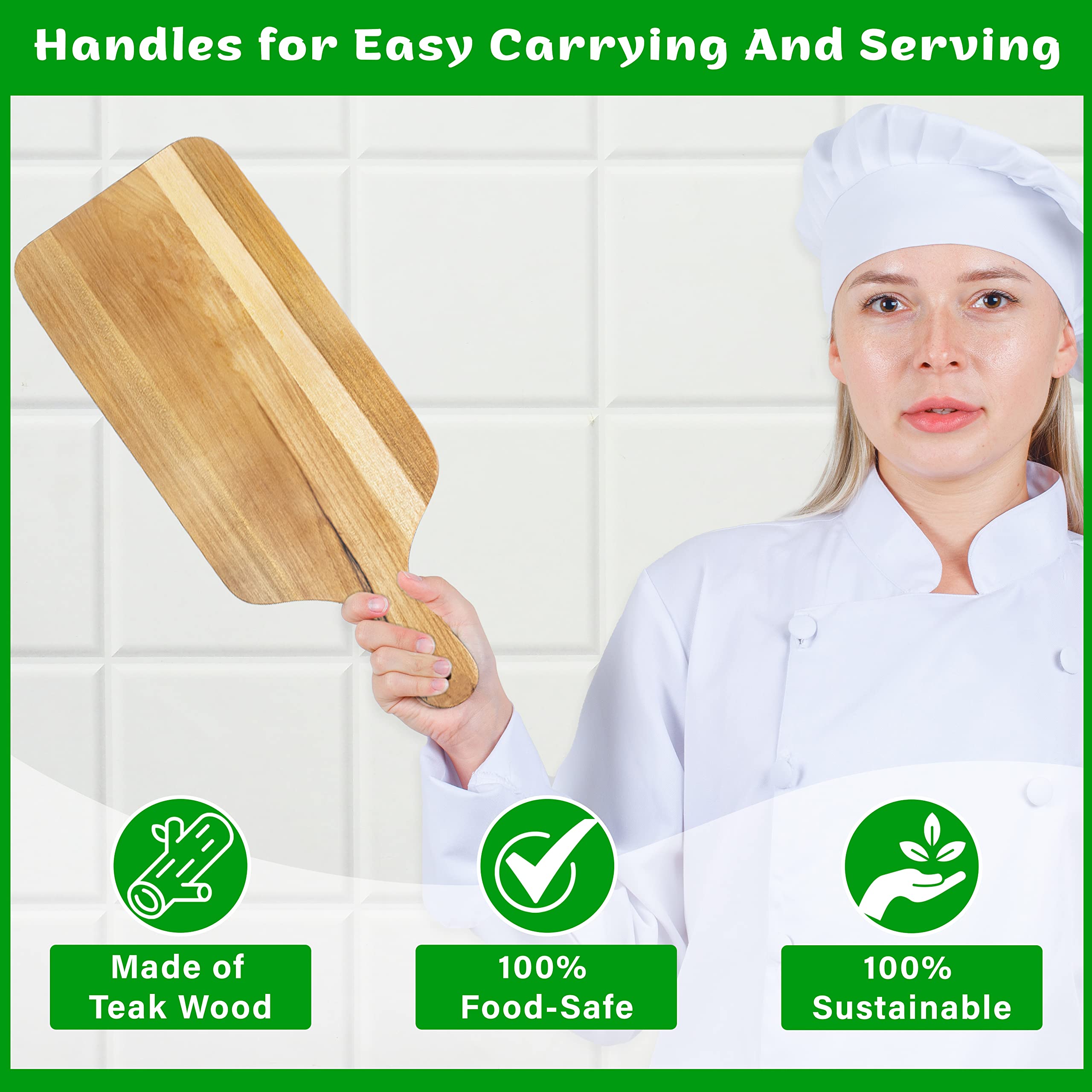 Wood Cutting Board with Handle - Wooden Cheese Board, Mothers Day Gifts, Kitchen Chopping Boards for Bread Meat Fruit Cheese Cutting boards Serving Board Butcher Block Charcuterie Platter, 17" x 7"