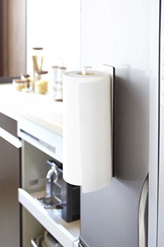 Yamazaki KT-PL AK WH Plate Magnetic Paper Towel Holder, 約W6×D5.5×H24.5cm, White