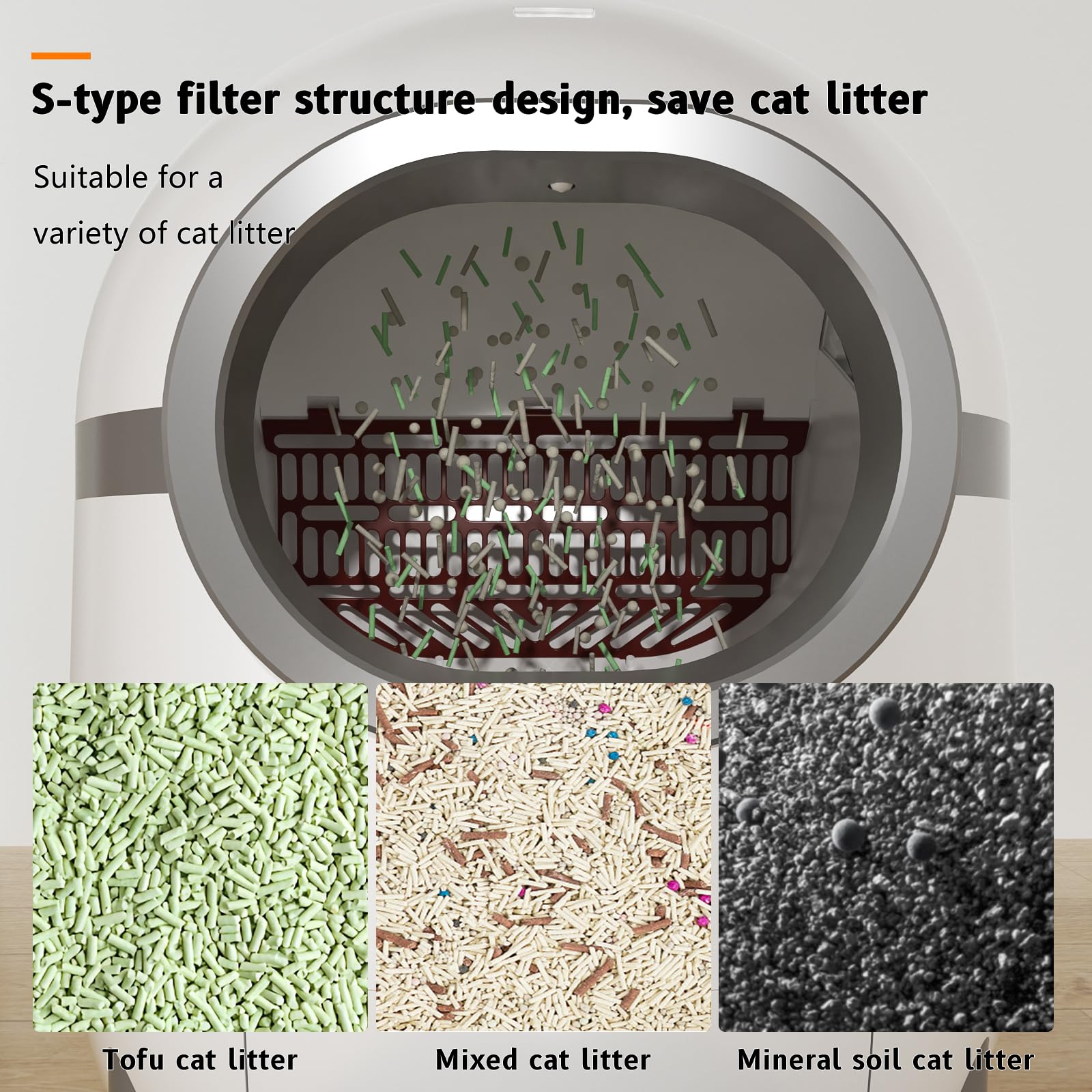 Self Cleaning Cat Litter Box 60L Large Capacity Automatic Cat Litter Box with Smart Safety System, Health Monitoring for Multiple Cats